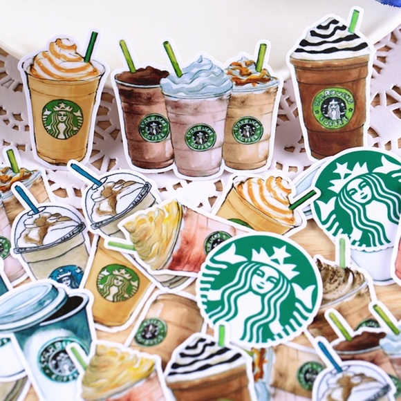 Office | 25 Starbucks Coffee Stickers Hot Iced Coffee Frappe Logo ...